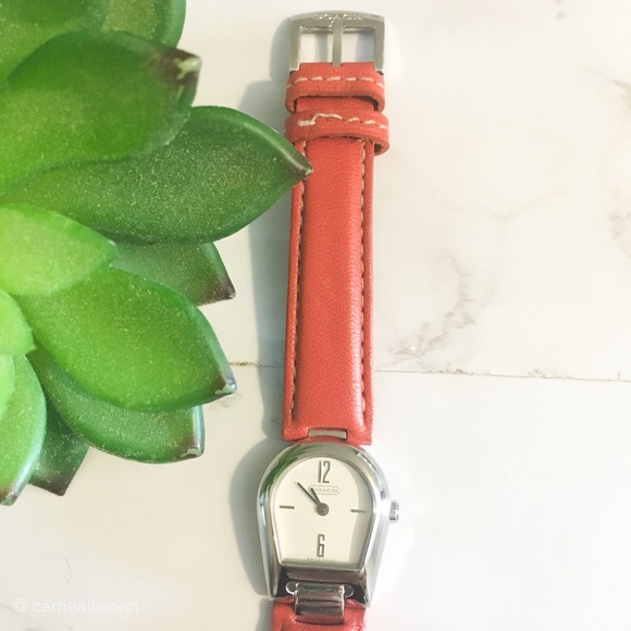 Coach | Accessories | Nwot Coach Pink Horseshoe Face Leather Watch ...
